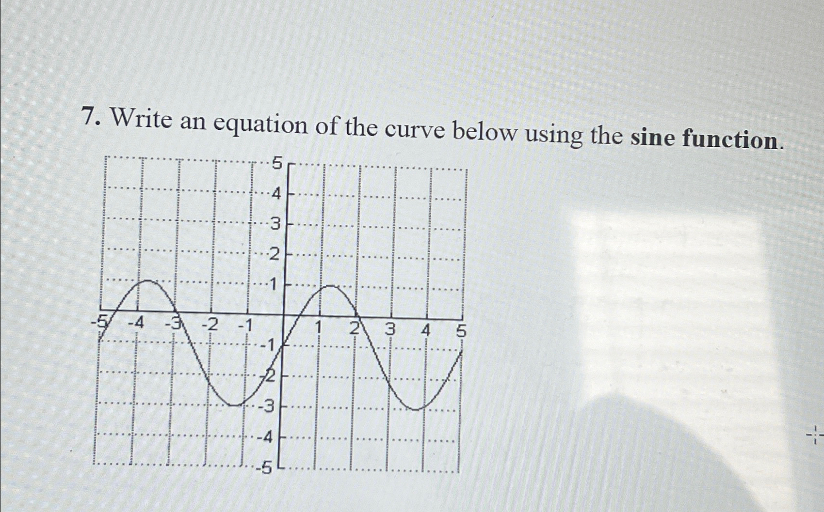 Solved Write an equation of the curve below using the sine | Chegg.com
