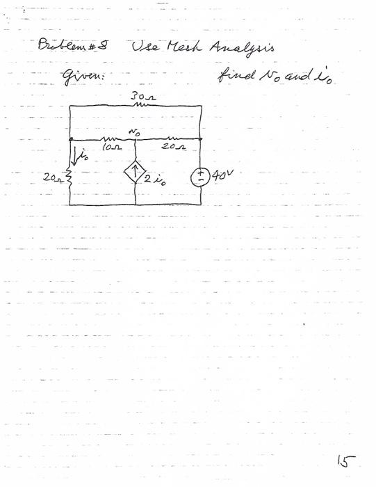 Solved Pribeem 8 Use Mesh Analysis Given: find v0 and i0 | Chegg.com