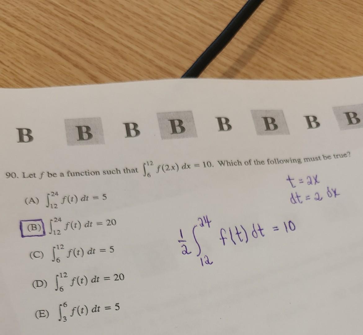 Solved 90. Let f be a function such that ∫612f(2x)dx=10. | Chegg.com