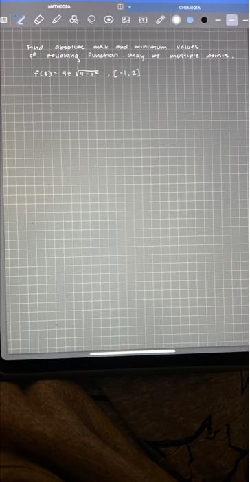 Solved find the absolute max and minimum values of following | Chegg.com