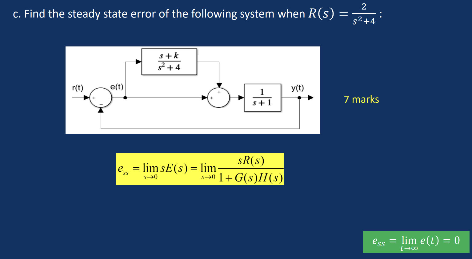 Solved c. ﻿Find the steady state error of the following | Chegg.com