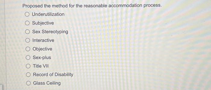 Proposed The Method For The Reasonable Accommodation
