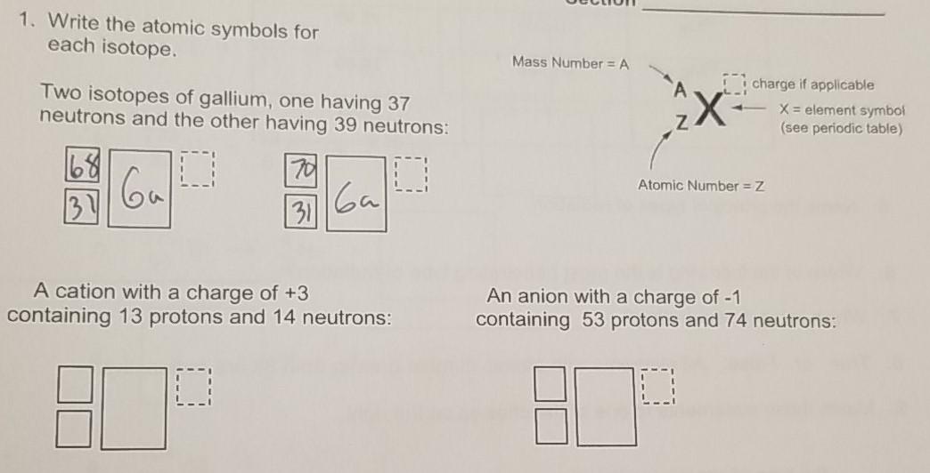 Solved 1. Write the atomic symbols for each isotope Mass | Chegg.com