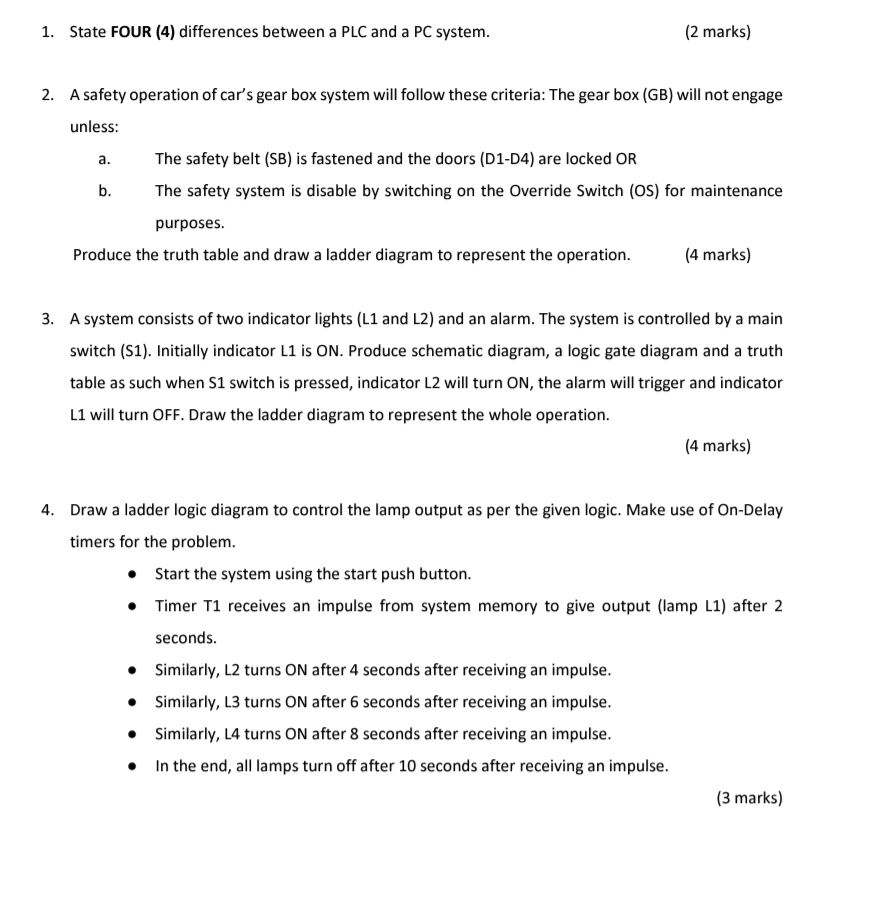 Solved State FOUR (4) ﻿differences between a PLC and a PC | Chegg.com