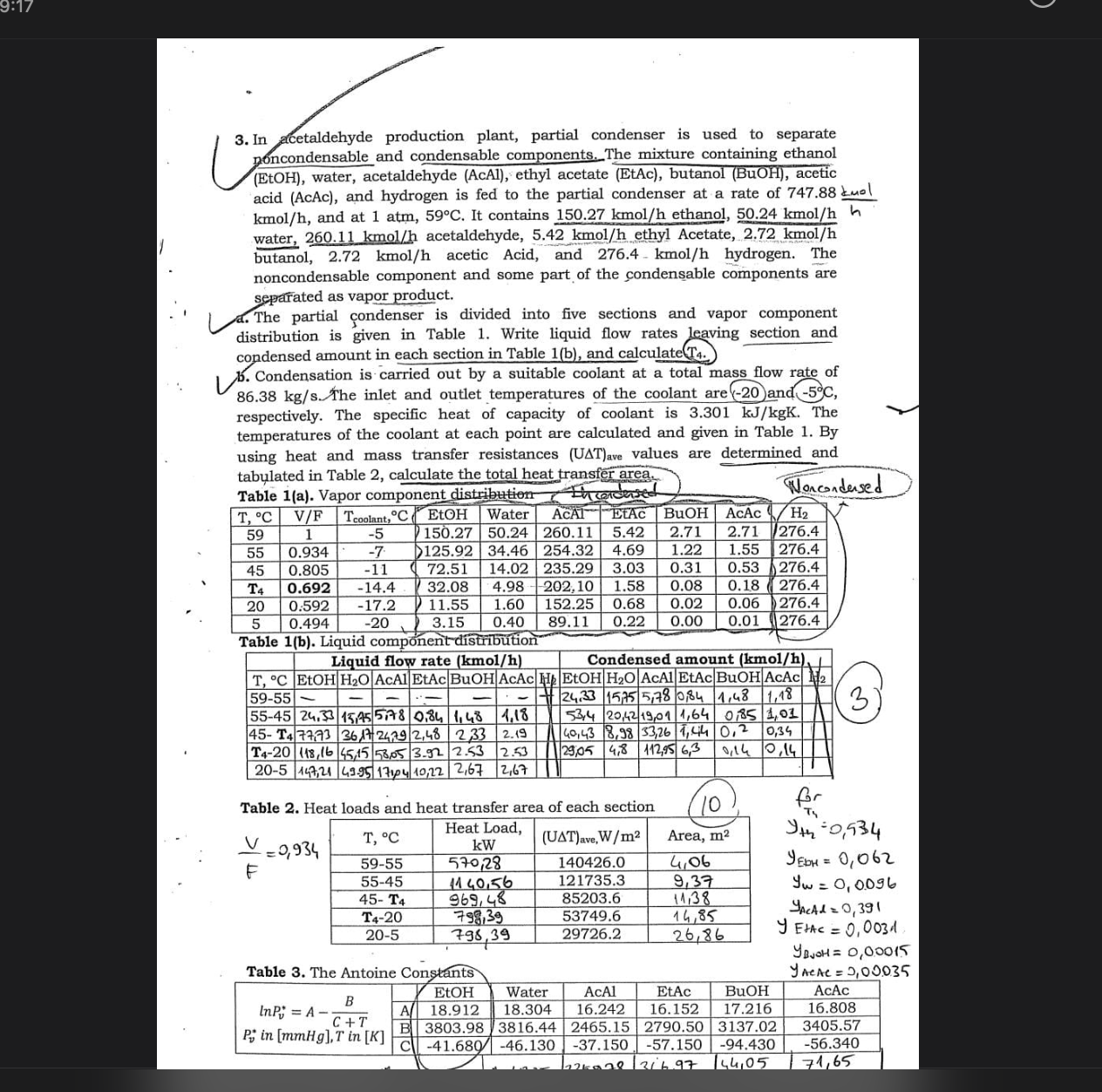 Solved In acetaldehyde production plant, partial condenser | Chegg.com