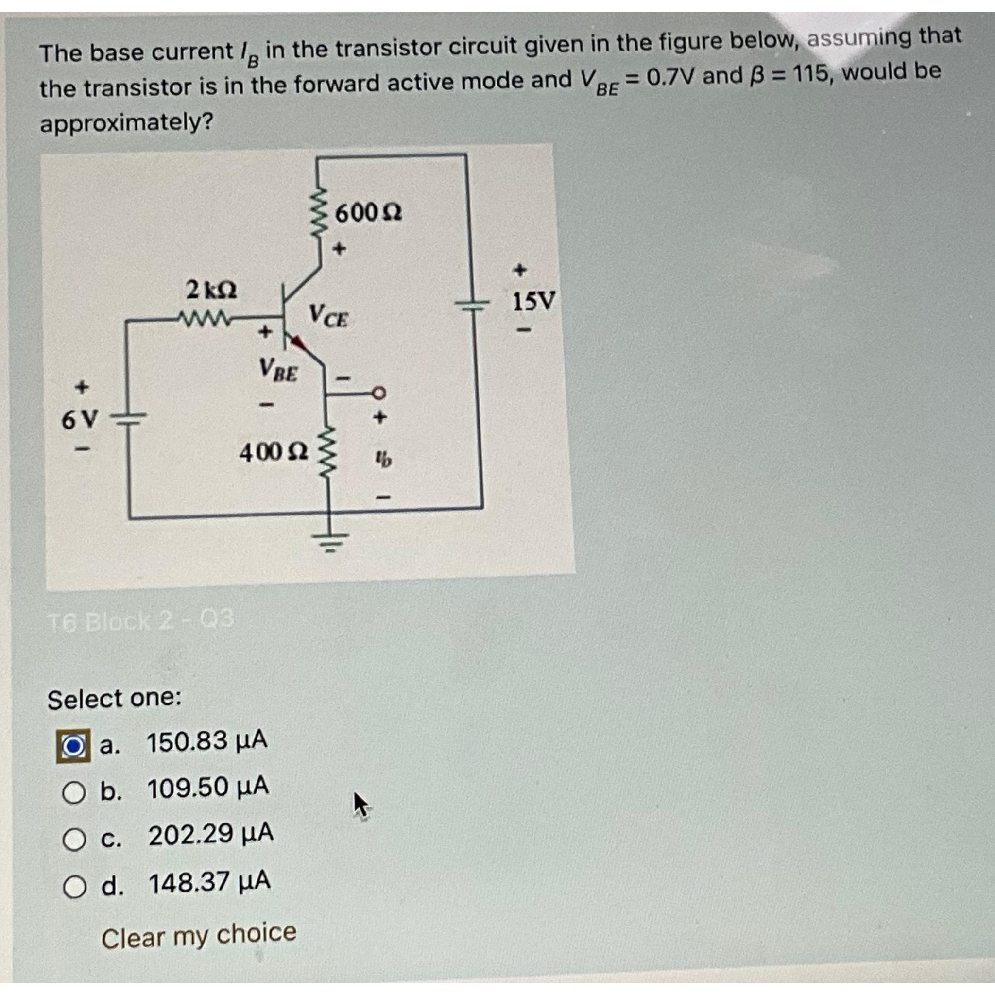 Solved The base current IB ﻿in the transistor circuit given | Chegg.com