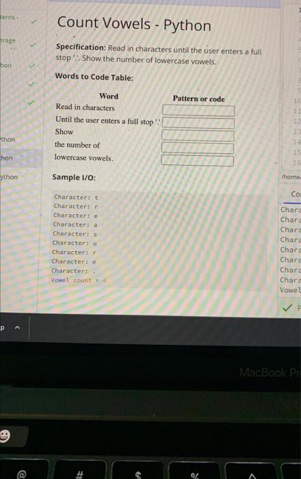Solved The output doesnt match the vowel count should be 4 | Chegg.com