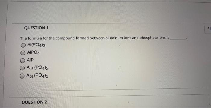 Solved The formula for the compound formed between aluminum | Chegg.com