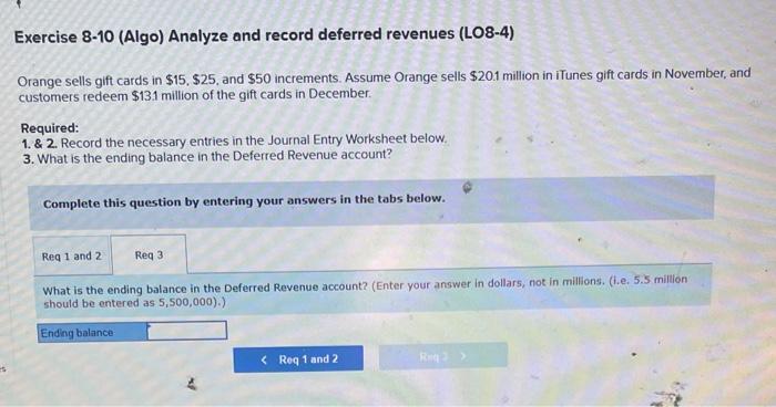 Solved Exercise 8-10 (Algo) Analyze and record deferred | Chegg.com