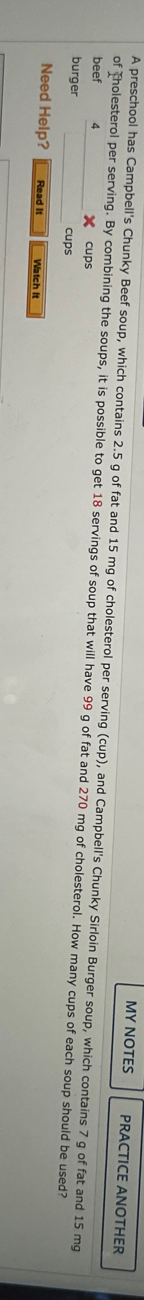 Solved A preschool has Campbell's Chunky Beef soup, which | Chegg.com