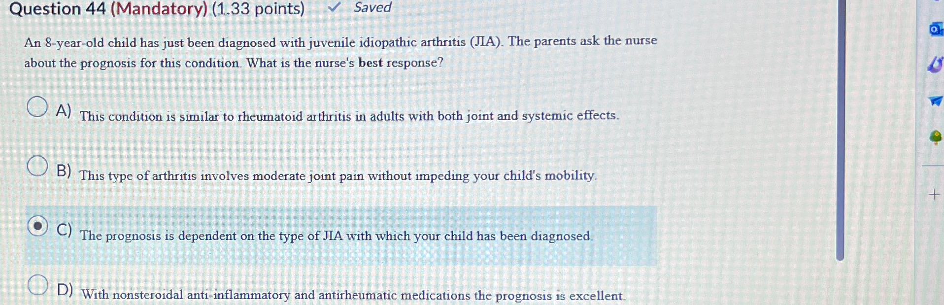 Solved Question 44 (Mandatory) (1.33 ﻿points)SavedAn | Chegg.com