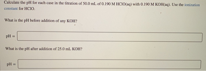 Solved Calculate the pH for each case in the titration of | Chegg.com