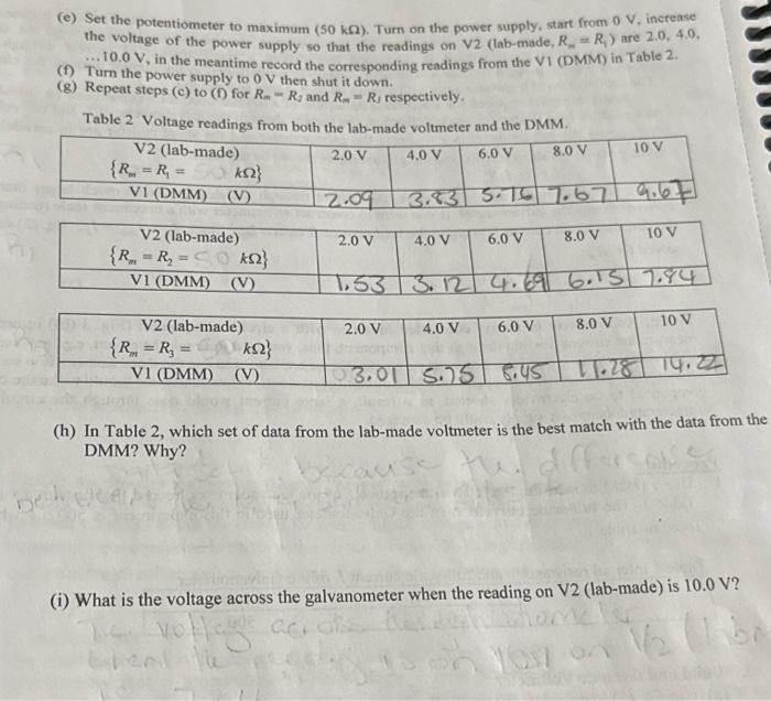 Solved please help solve V2 lab made questions V1 DMM | Chegg.com