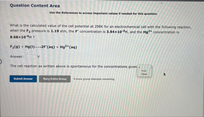 Solved Question Content Area Use the References to access | Chegg.com