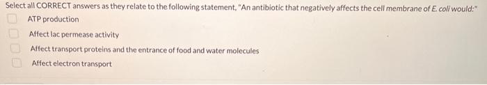 Solved Select all CORRECT answers as they relate to the | Chegg.com
