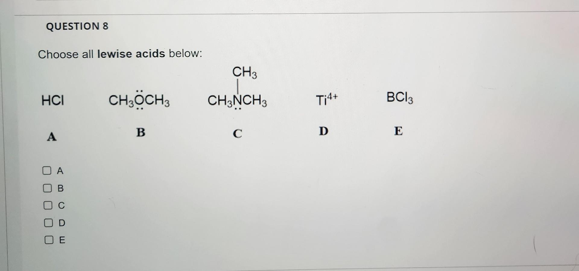 Solved Choose all lewise acids below: | Chegg.com