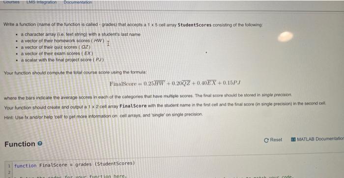 Solved Courses LMS Integration Documentation Write a | Chegg.com
