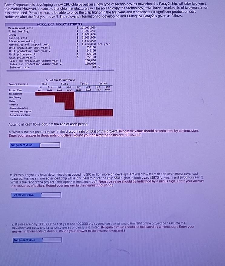 Solved Perot Corporation is developing a new CPU chip based | Chegg.com