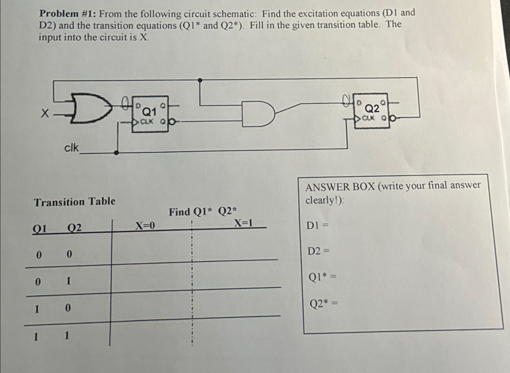Solved Problem #1: From the following circuit schematic: | Chegg.com