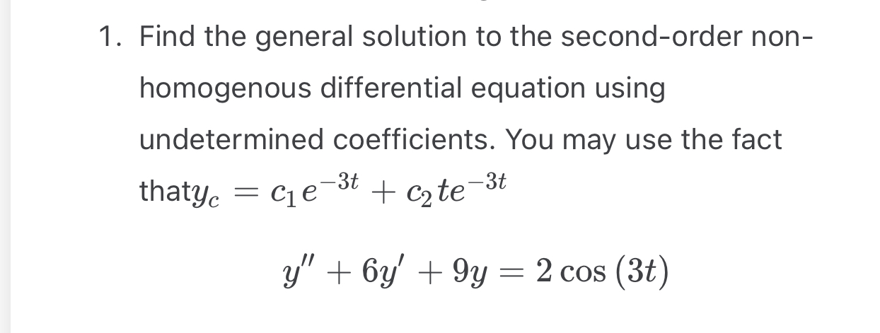 Solved Find the general solution to the second-order | Chegg.com