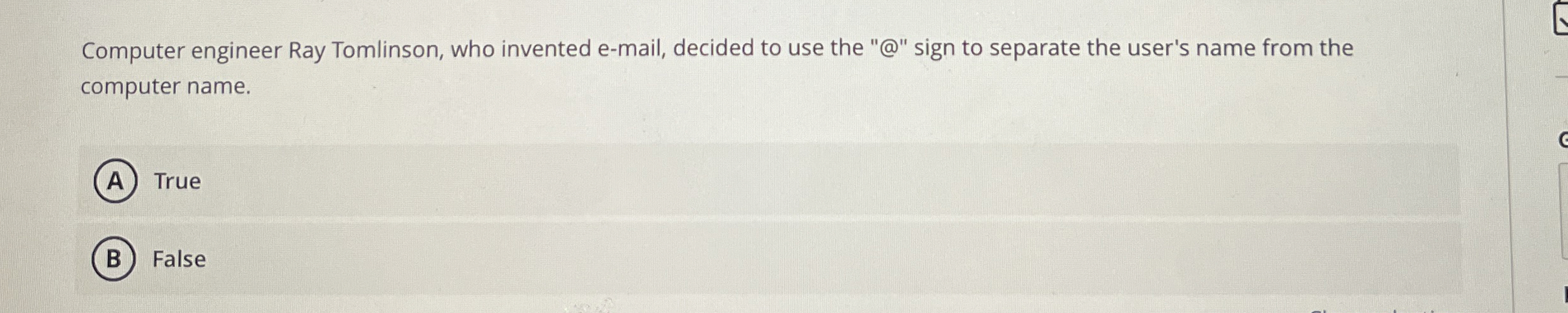 Solved Computer engineer Ray Tomlinson, who invented e-mail, | Chegg.com