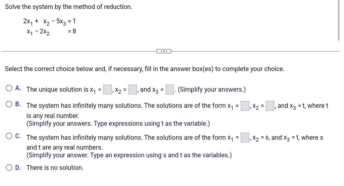 Solved Solve the system by the method of reduction. | Chegg.com