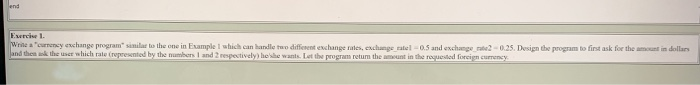 Solved end Excel Write a currency exchange program similar | Chegg.com