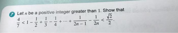 Solved Let n be a positive integer greater than 1 . Show | Chegg.com