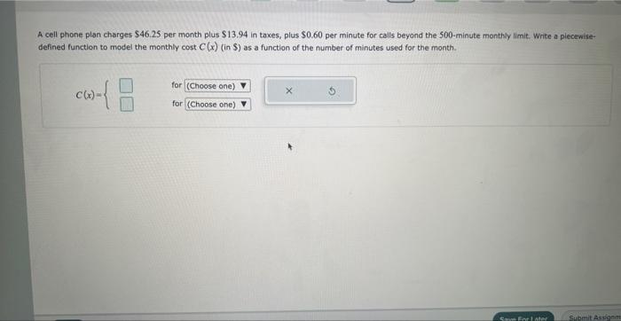 Solved A cell phone plan charges $46.25 per month plus | Chegg.com