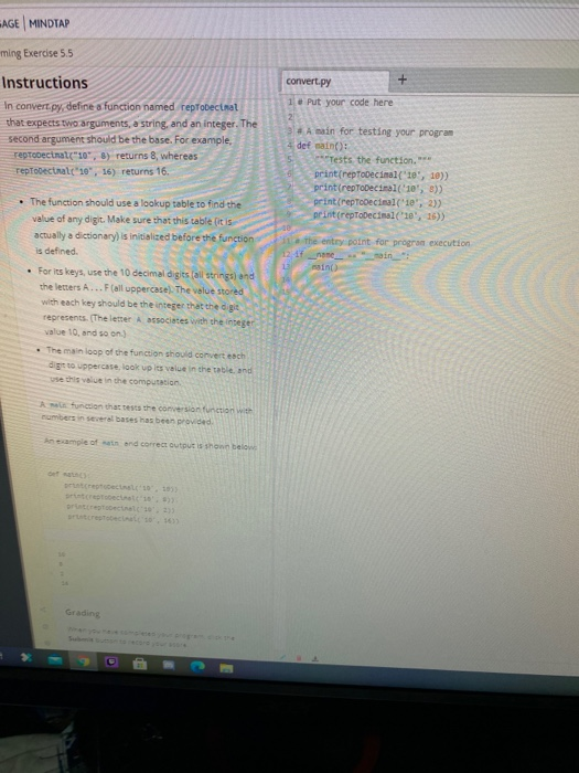 Solved AGE MINDTAP ming Exercise 55 convert.py + 1. Put your | Chegg.com Solved AGE MINDTAP ming Exercise 55 convert.py + 1. Put your | Chegg.com