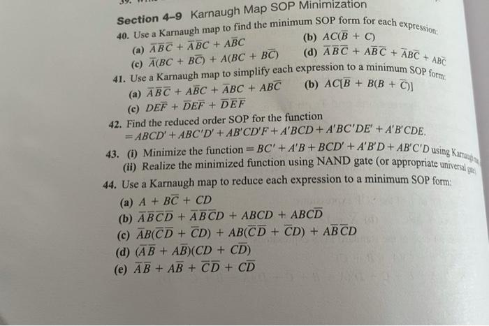 Solved Section 4-9 Karnaugh Map SOP Minimization (a) ABC + | Chegg.com