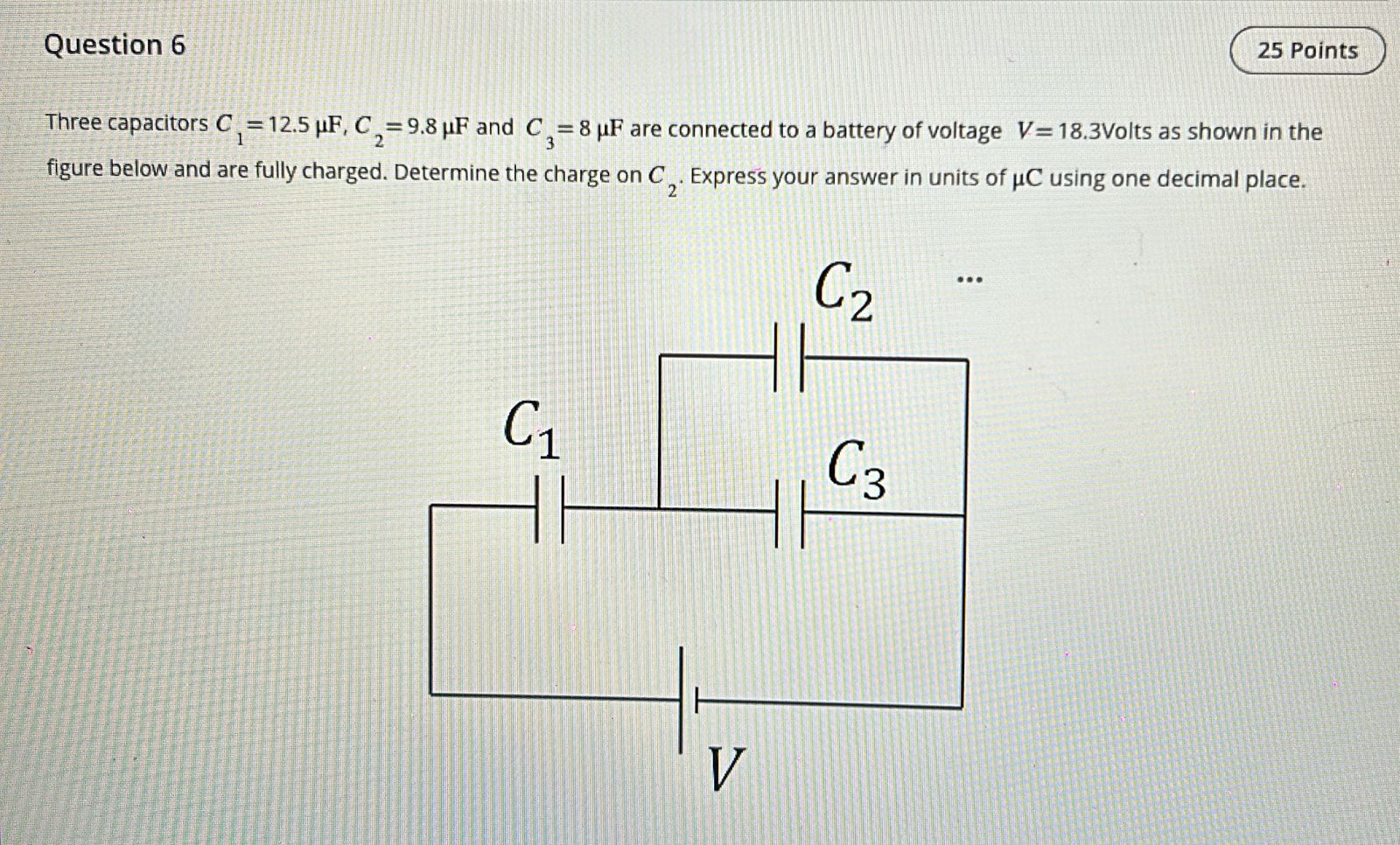 Solved Three capacitors C1=12.5μF,C2=9.8μF ﻿and C3=8μF ﻿are | Chegg.com