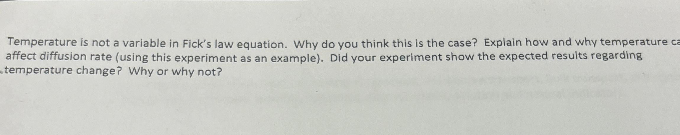 Solved Temperature is not a variable in Fick's law equation. | Chegg.com