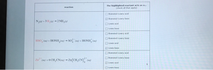 Solved The highlighted reactant acts as a (check all that | Chegg.com