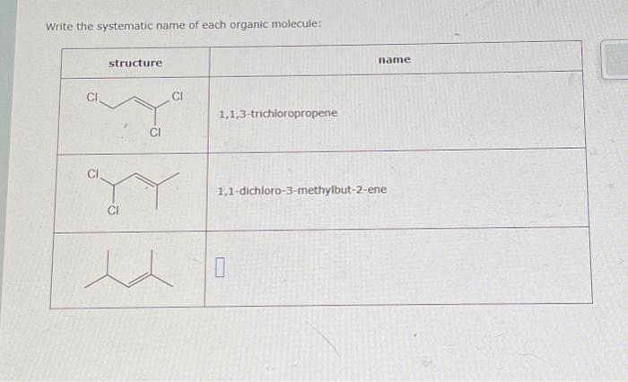 Solved Write the systematic name of each organic molecule: | Chegg.com