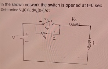 Solved In the shown network the switch is opened at t=0sec. | Chegg.com