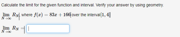 Solved limN->\infty RN, ﻿where f(x)=83x+166 ﻿over the | Chegg.com