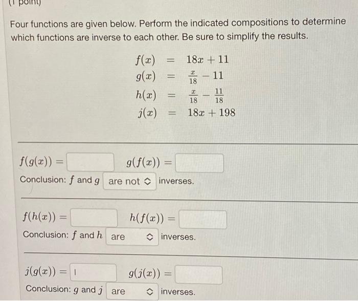 Solved Four functions are given below. Perform the indicated | Chegg.com