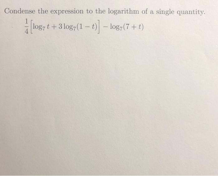 Solved Condense the expression to the logarithm of a single | Chegg.com
