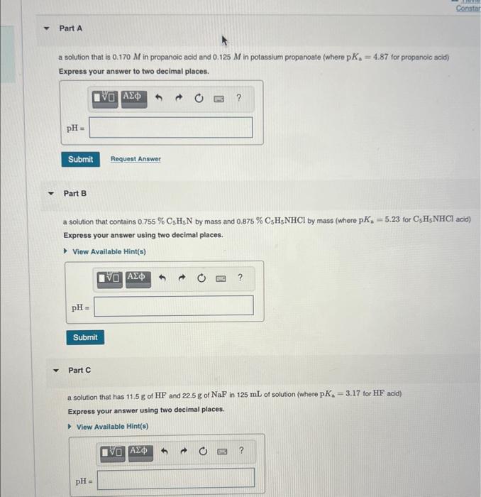 Solved a solution that is 0.170M in propanoic acid and | Chegg.com