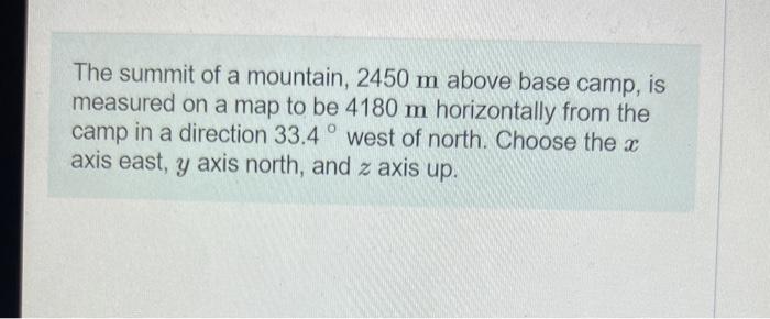 Solved The summit of a mountain, 2450 m above base camp, is | Chegg.com