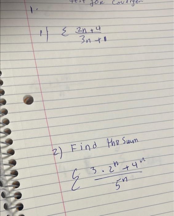 Solved Jor Covergen if & 2n + 4 3n to 2) Find the Sum 6 3.20 | Chegg.com