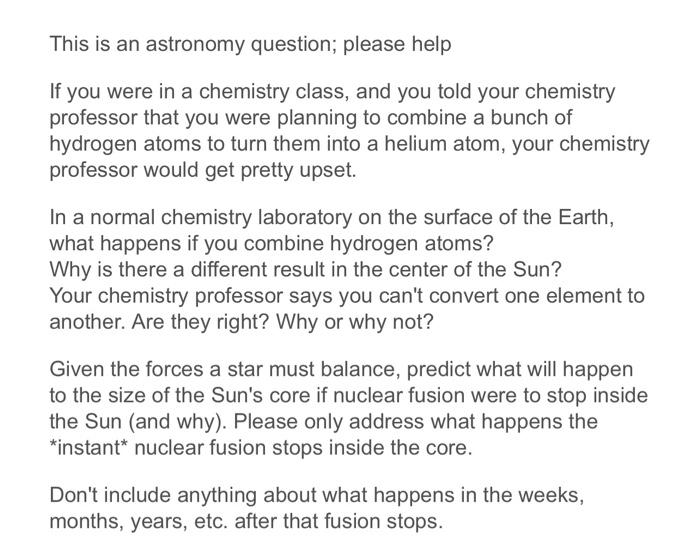 Solved This is an astronomy question, please help If you | Chegg.com