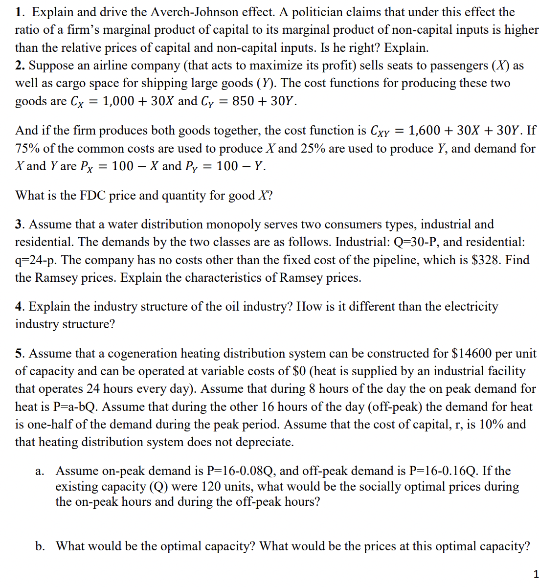 Solved Explain and drive the Averch-Johnson effect. A | Chegg.com