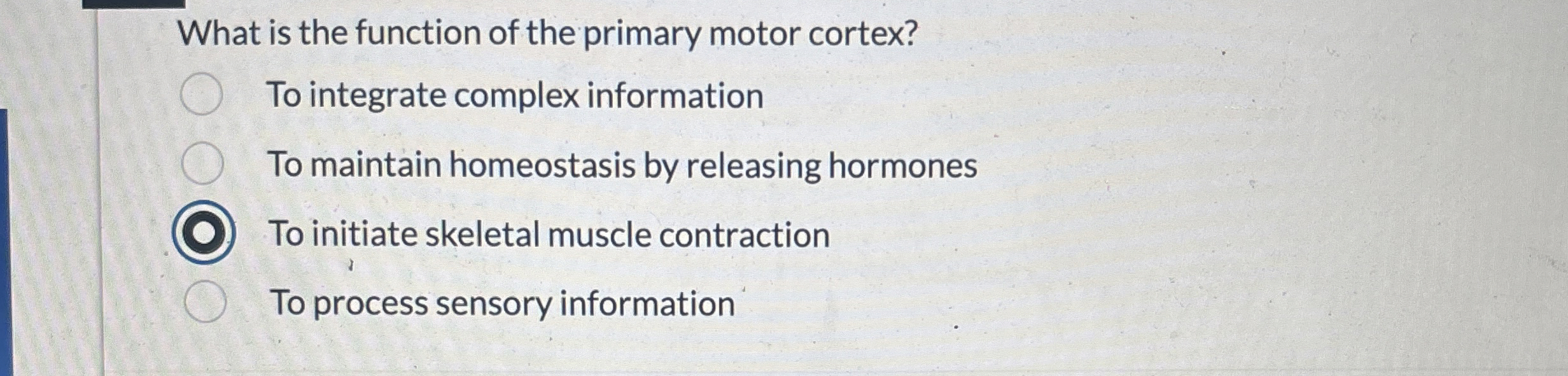 Solved What is the function of the primary motor cortex?To | Chegg.com