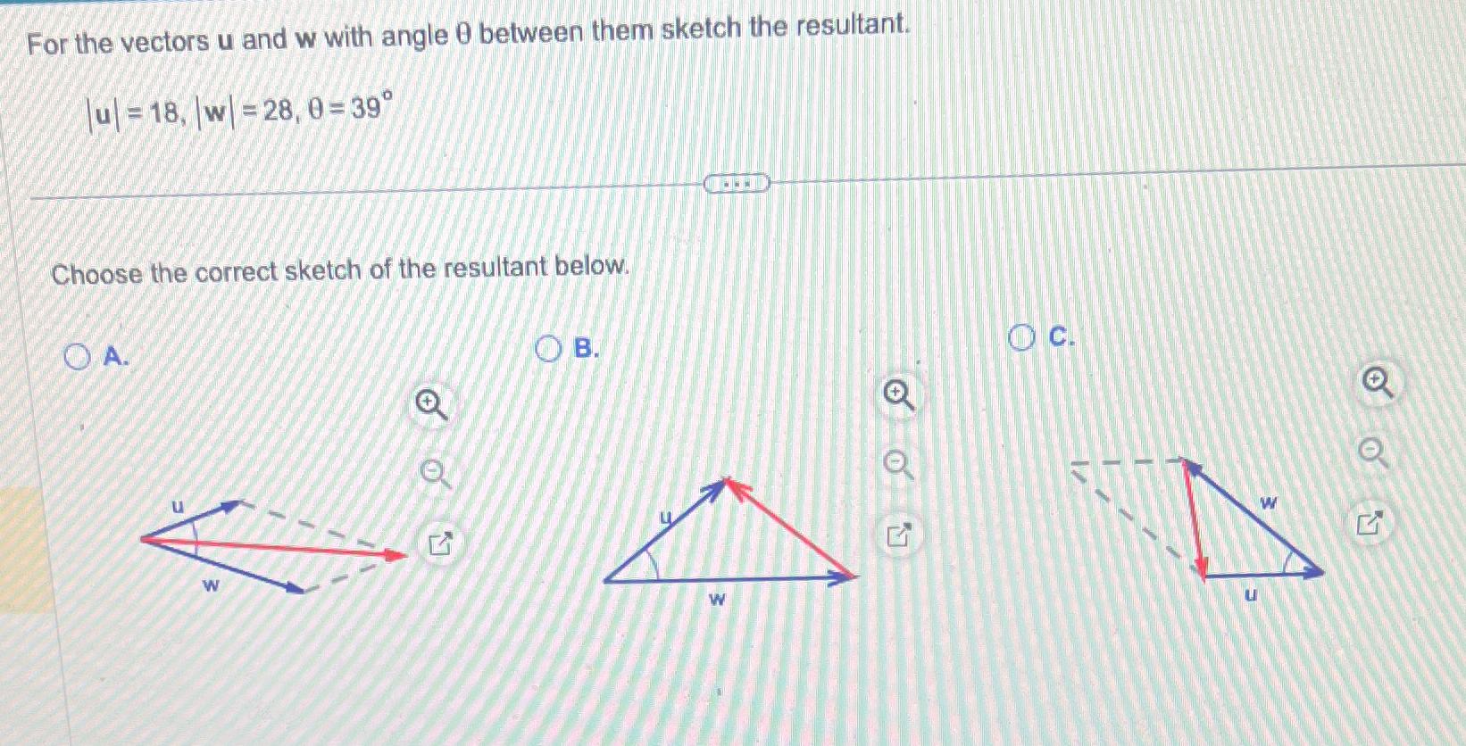 Solved For the vectors u ﻿and w ﻿with angle θ ﻿between them | Chegg.com