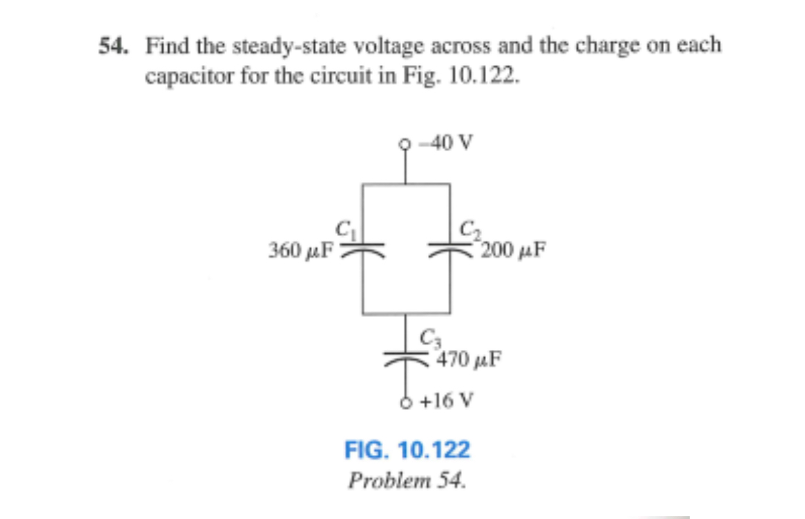 Solved Find the steady-state voltage across and the charge | Chegg.com