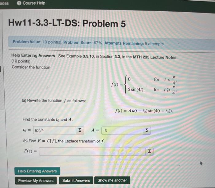 Solved Help Entering Answers See Example 3.3.10, in Section | Chegg.com