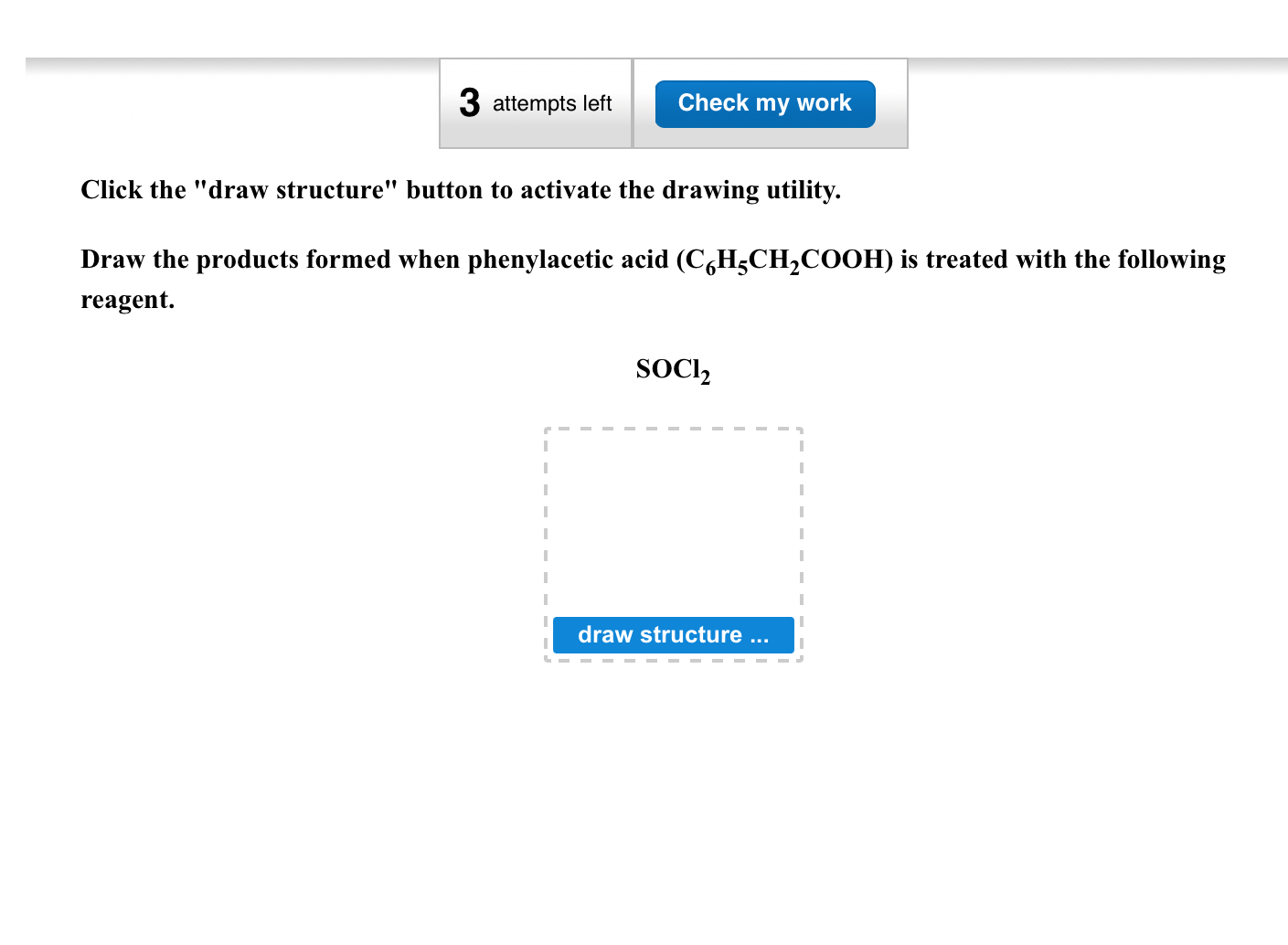 Solved 3 ﻿attempts leftClick the "draw structure" button to | Chegg.com