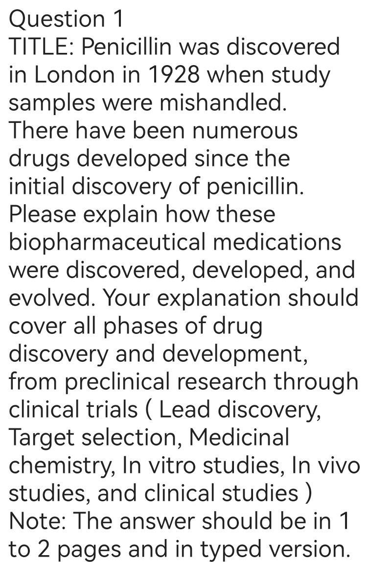 Solved Question 1 TITLE: Penicillin was discovered in London | Chegg.com